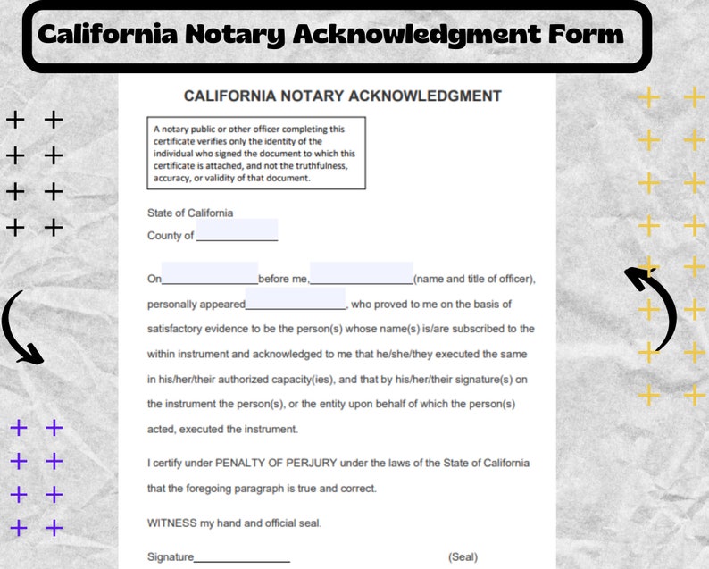 California Notary Acknowledgment Form, California Notary Acknowledgment ...