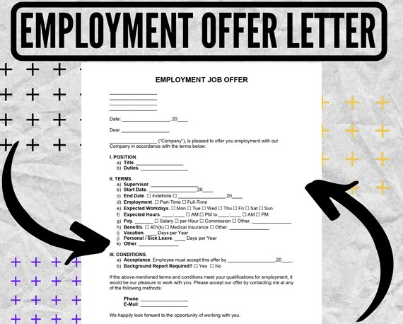 Employment Offer Letter Form Employment Offer Letter - Etsy