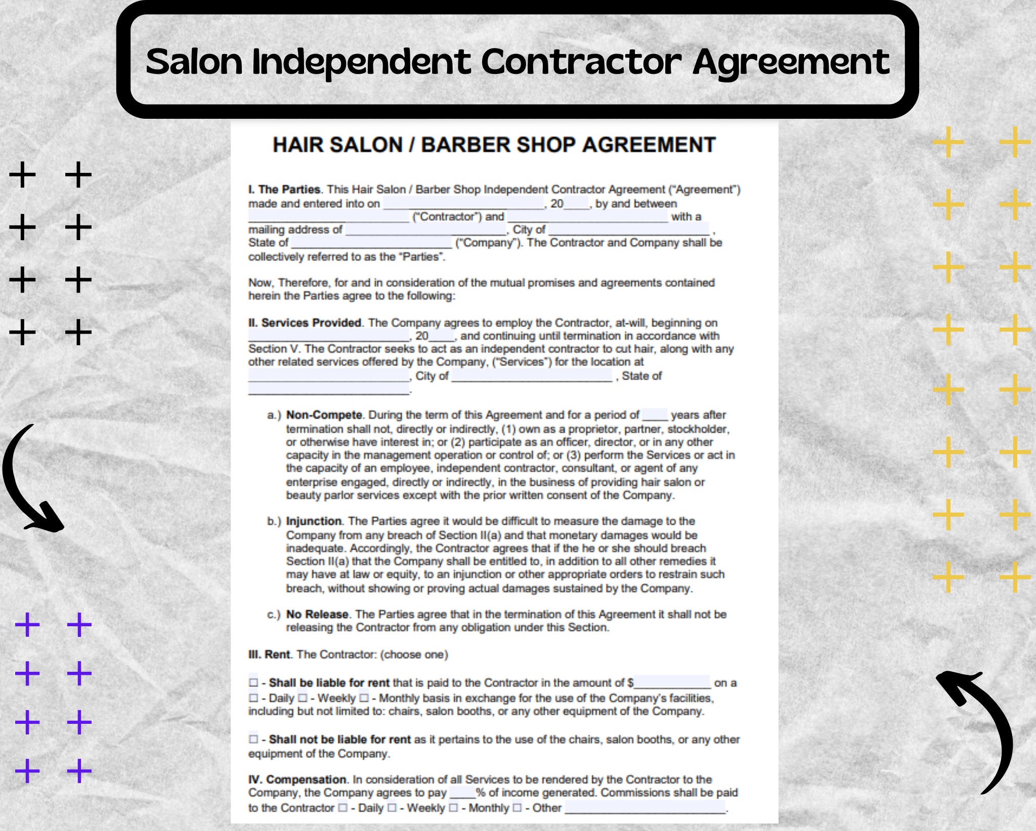 Salon Independent Contractor Agreement Template - Hair Salon - Barber ...