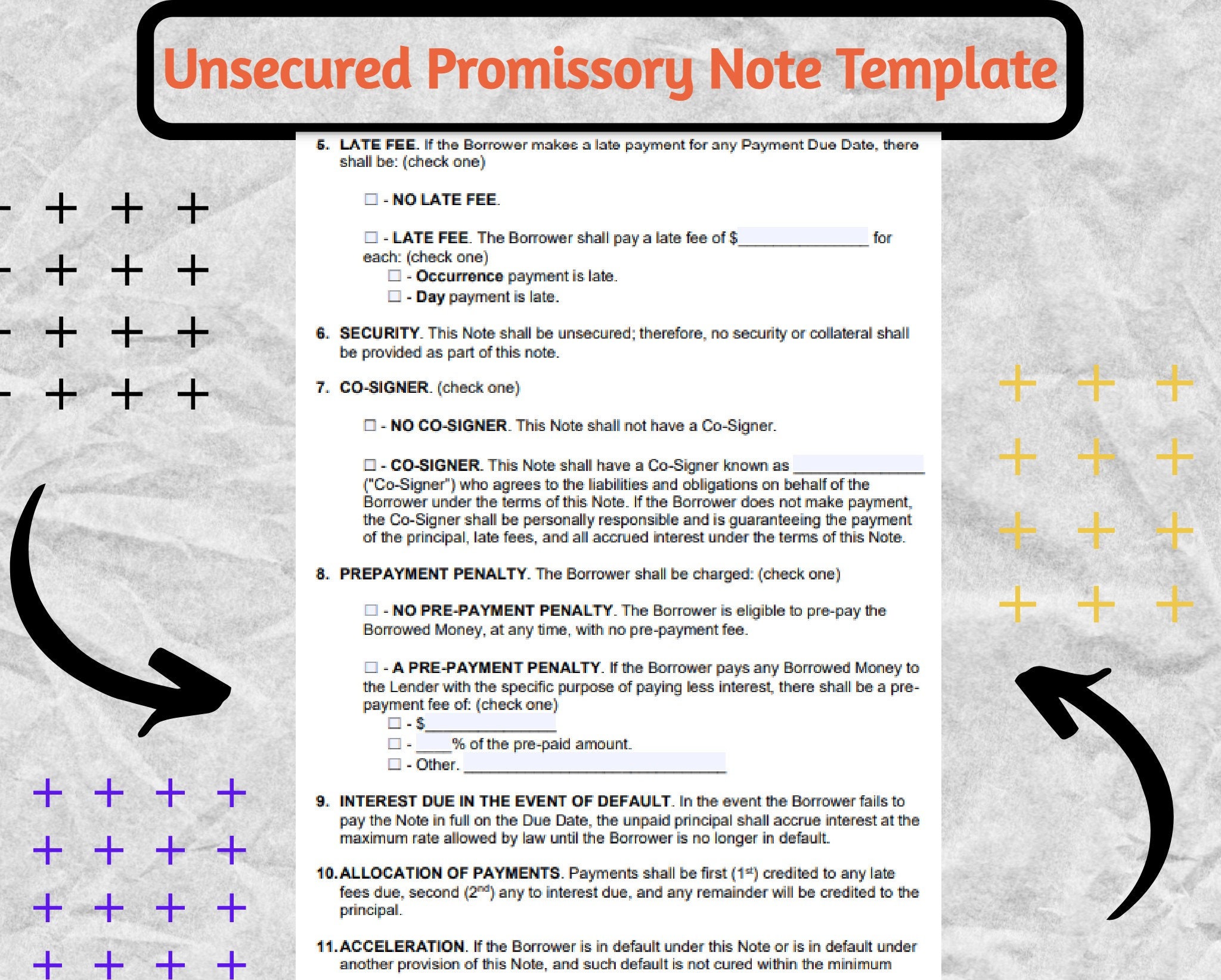 Unsecured Promissory Form , Unsecured Promissory Note Template ...