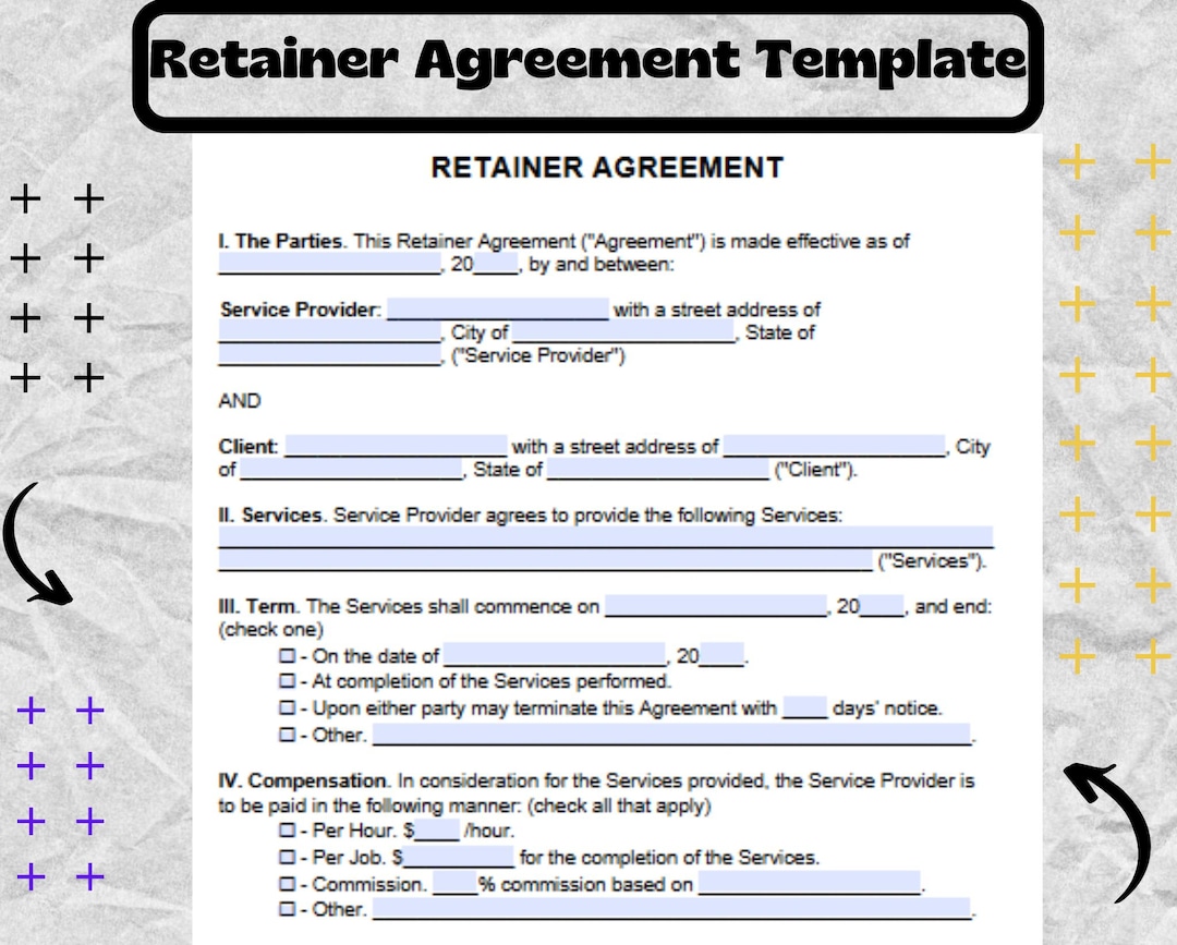Retainer Agreement Template | Sample - Retainer Agreement Form - Etsy