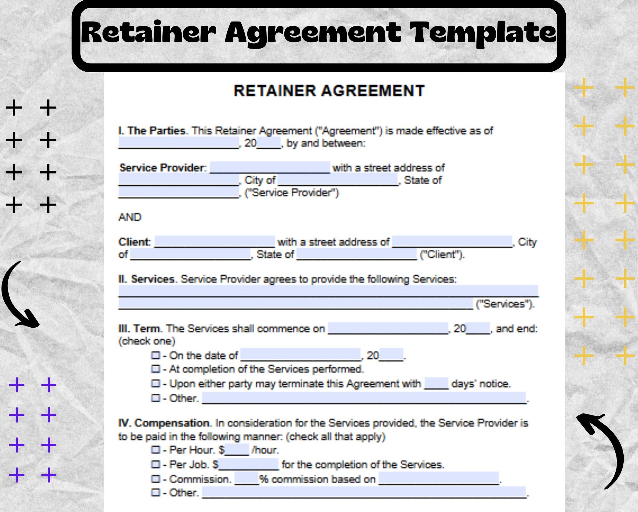 Retainer Agreement Template | Sample - Retainer Agreement Form - Etsy