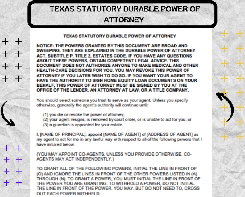 Texas Durable (statutory) Power of Attorney - Texas Durable (statutory ...