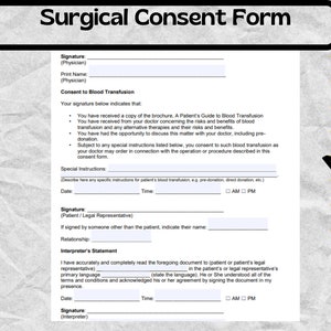 Surgical Consent -informed Consent to Surgery - Surgical Consent Form ...