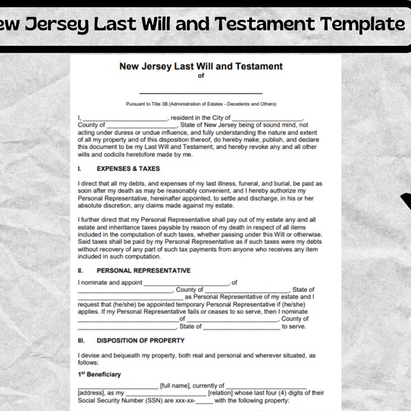 Last Will and Testament Template - Etsy