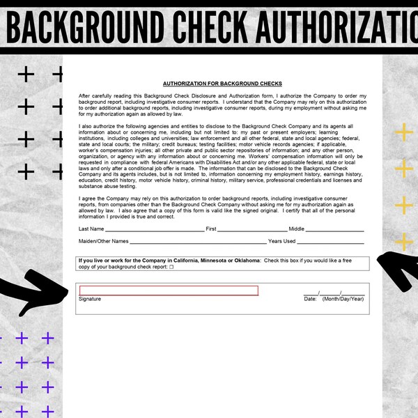 Background Check Consent Form - Etsy