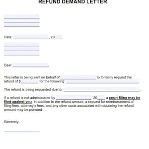 Refund Demand Letter | Refund Demand Letter Form / Refund Demand Letter ...