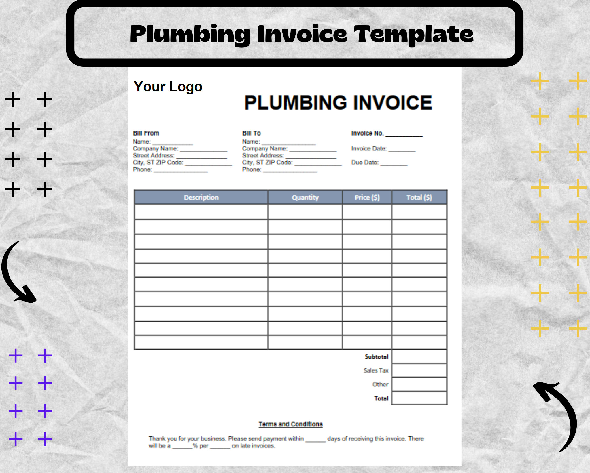 Plumbing Invoice - Plumbing Invoice Template - Plumbing Invoice Form - Etsy