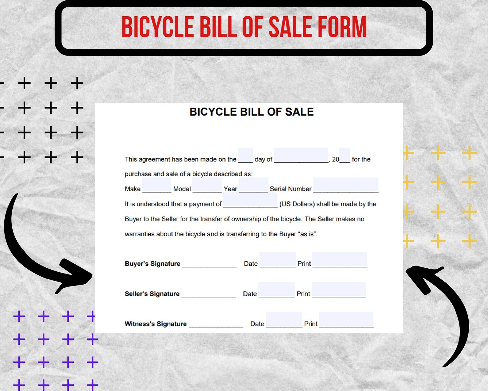 Bicycle Bill of Sale Form - Bicycle Bill of Sale - Bicycle Bill of Sale ...