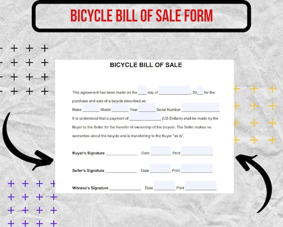 Bicycle Bill of Sale Form Bicycle Bill of Sale Bicycle | Etsy Australia