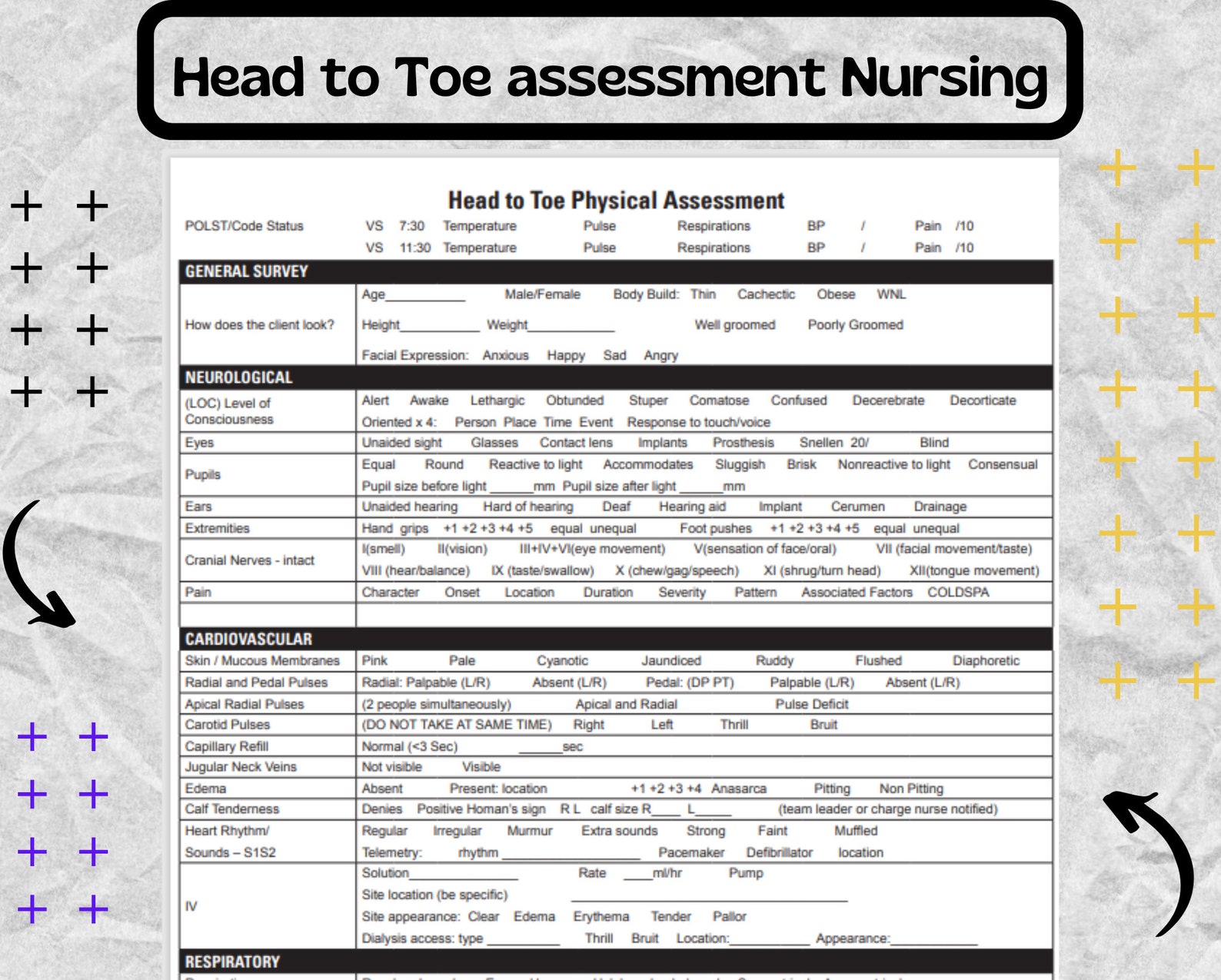 Head to Toe Assessment Nursing- Head to Toe Assessment Nursing Template ...
