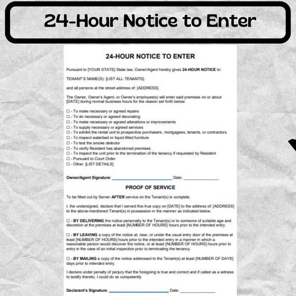 24 Hour Notice of Entry - Etsy