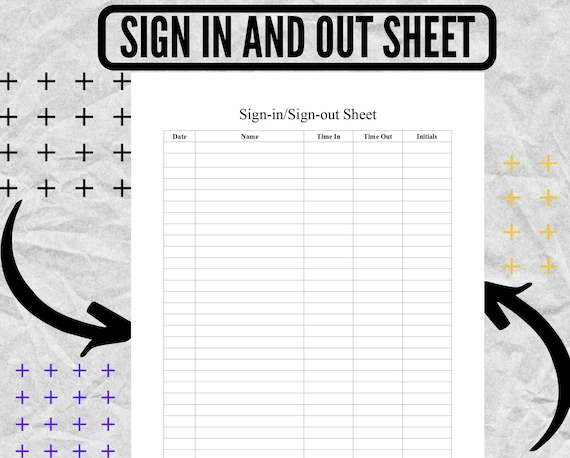 Sign in and Out Sheet / Sign in and Out Sheet Template / Sign | Etsy