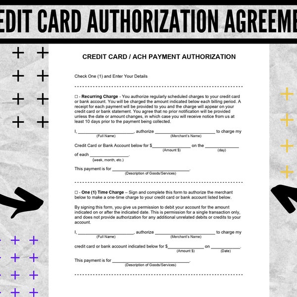 Credit Card Authorization Form - Etsy