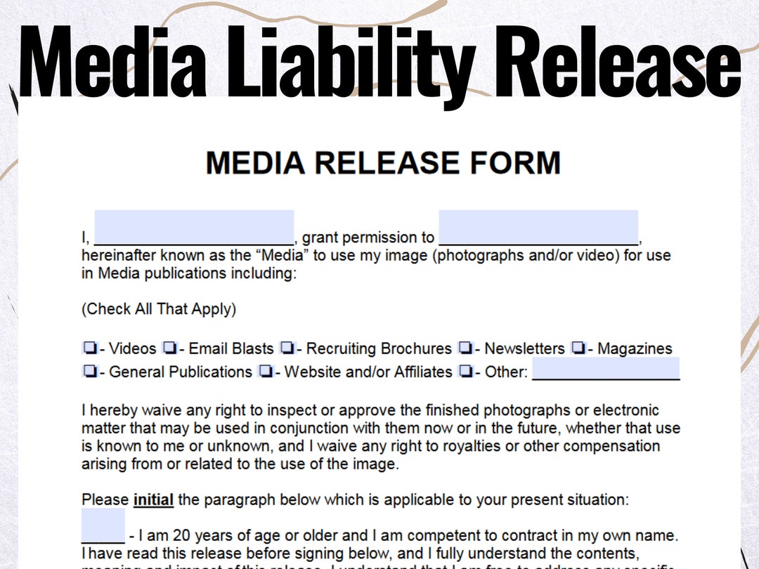 Media Liability Release, Media Release Form, Media Liability Release ...