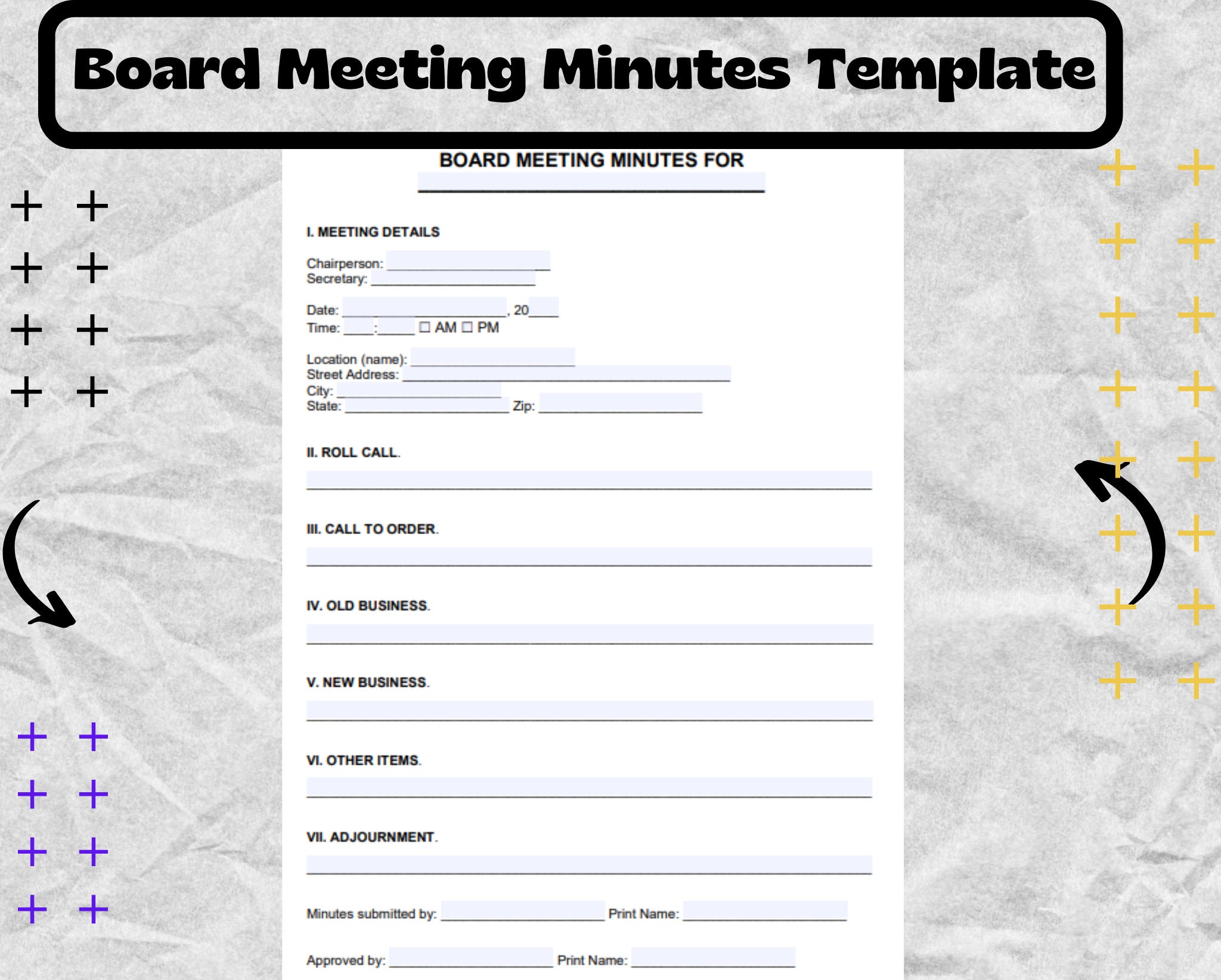 Board Meeting Minutes Template, Board Meeting Minutes Form, Board ...