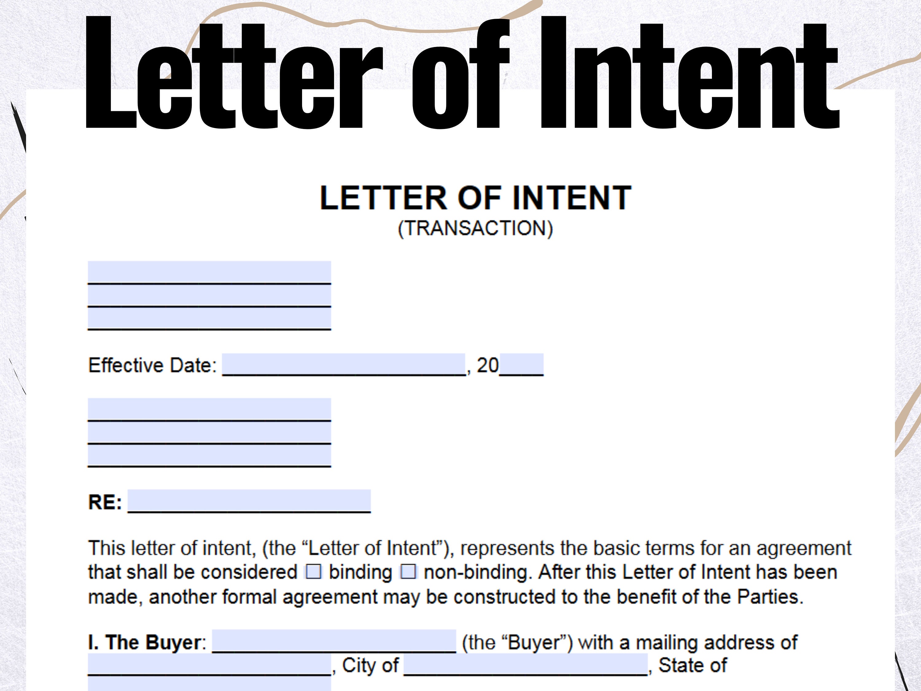 Letter Of Intent Letter Of Intent LOI Letter Of Intent Etsy Letter Of Intent Letter Of Intent LOI Letter Of Intent Etsy