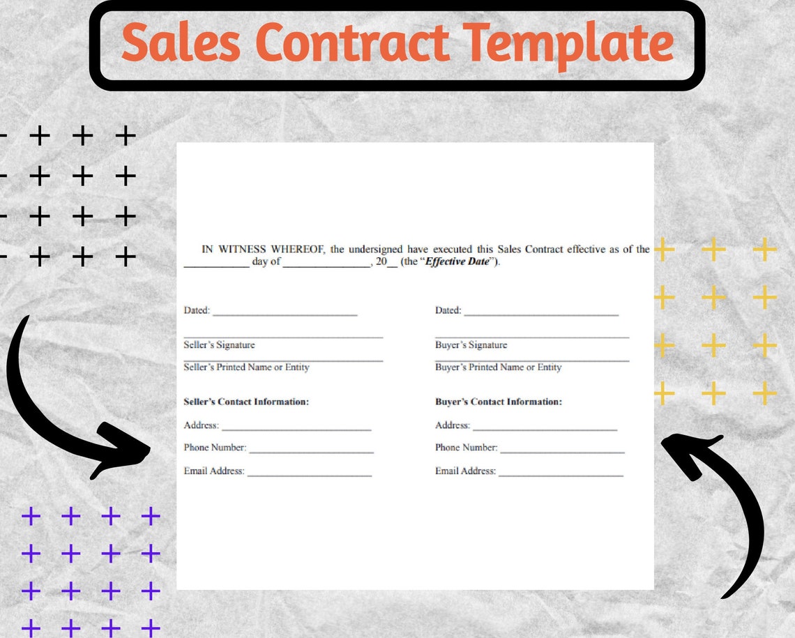 Sales Contract, Sales Contract Template, Purchase Agreement, Sales of ...