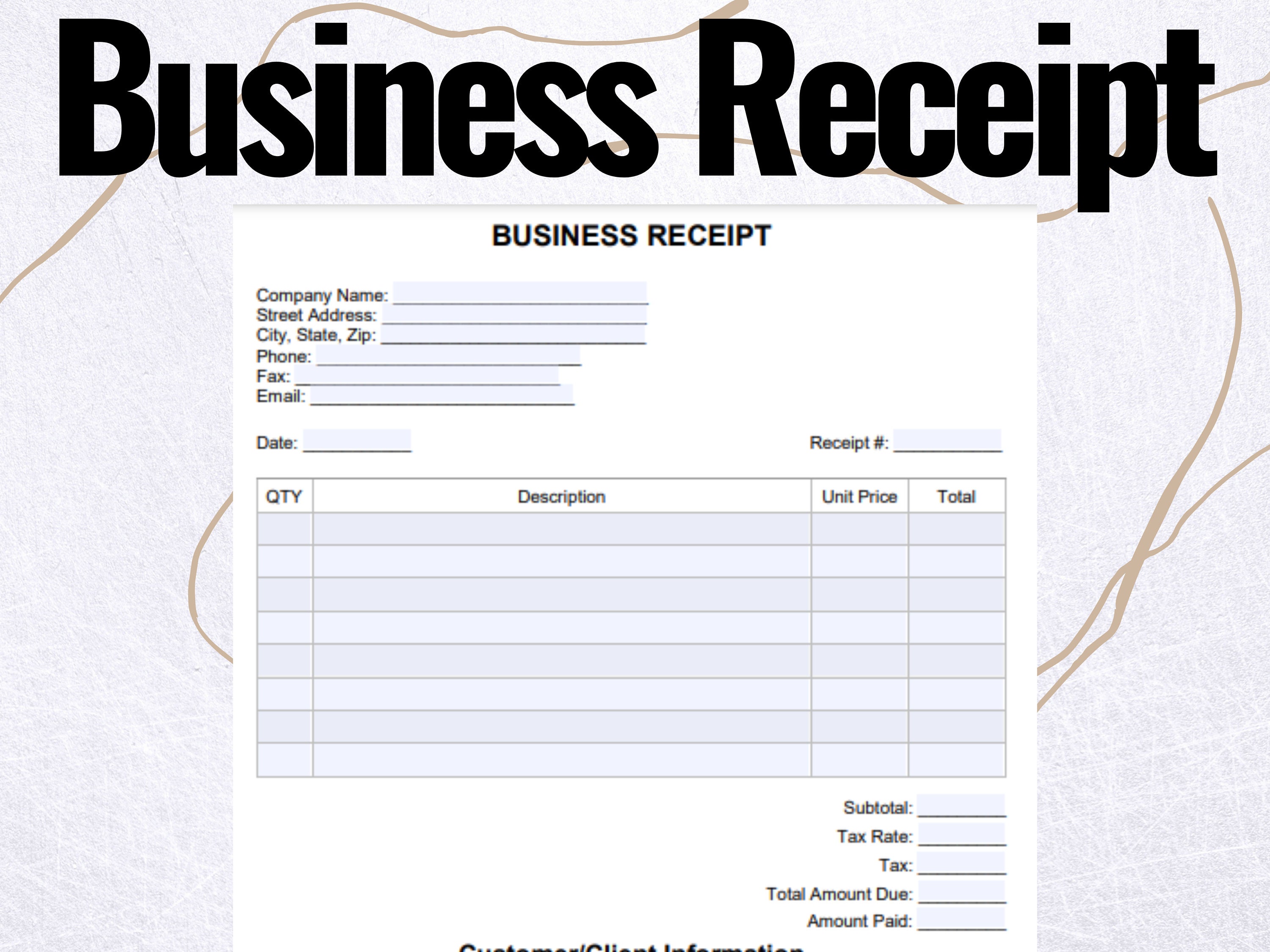 Business Receipt - Business Receipt Forms - Business Receipt Template ...