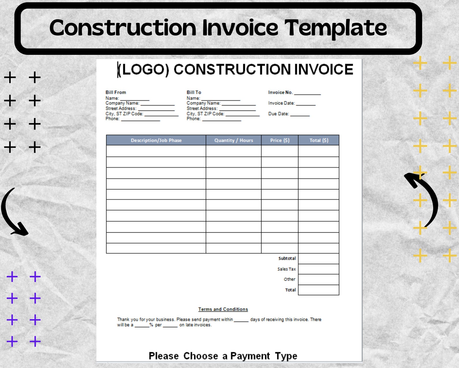 Construction Invoice Template Construction Invoice Form Construction ...