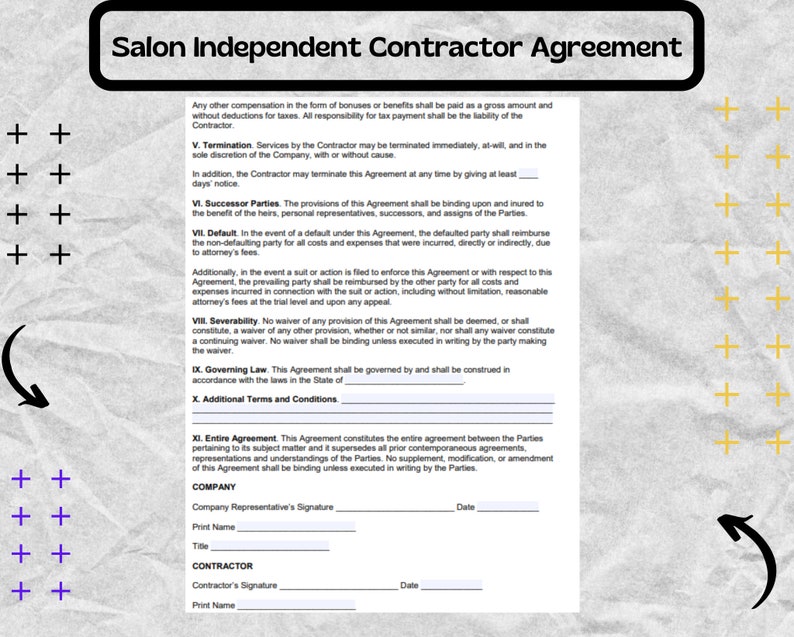 Salon Independent Contractor Agreement Template - Hair Salon - Barber Shop Agreement - Hair ...