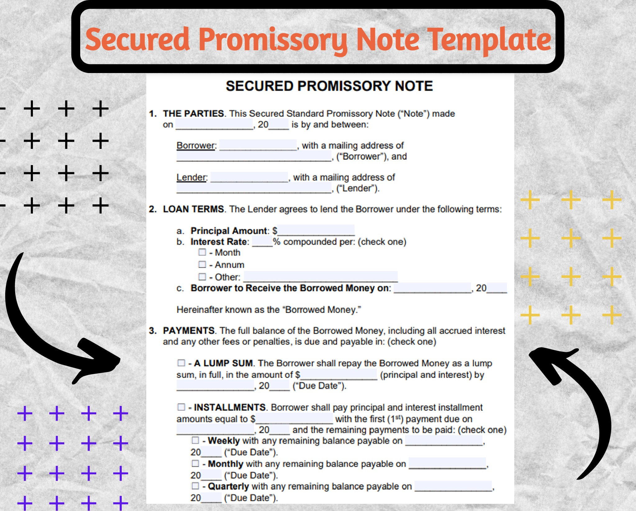 Secured Promissory , Secured Promissory Note Template , Secured ...
