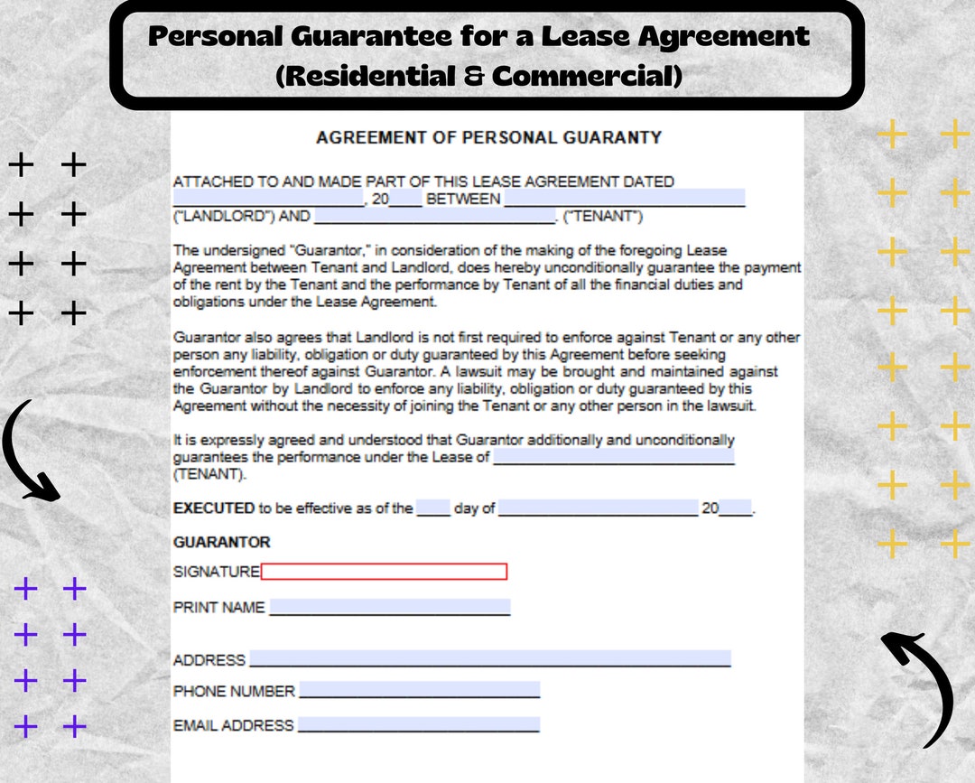 Agreement of Personal Guaranty - Personal Guarantee for a Lease ...