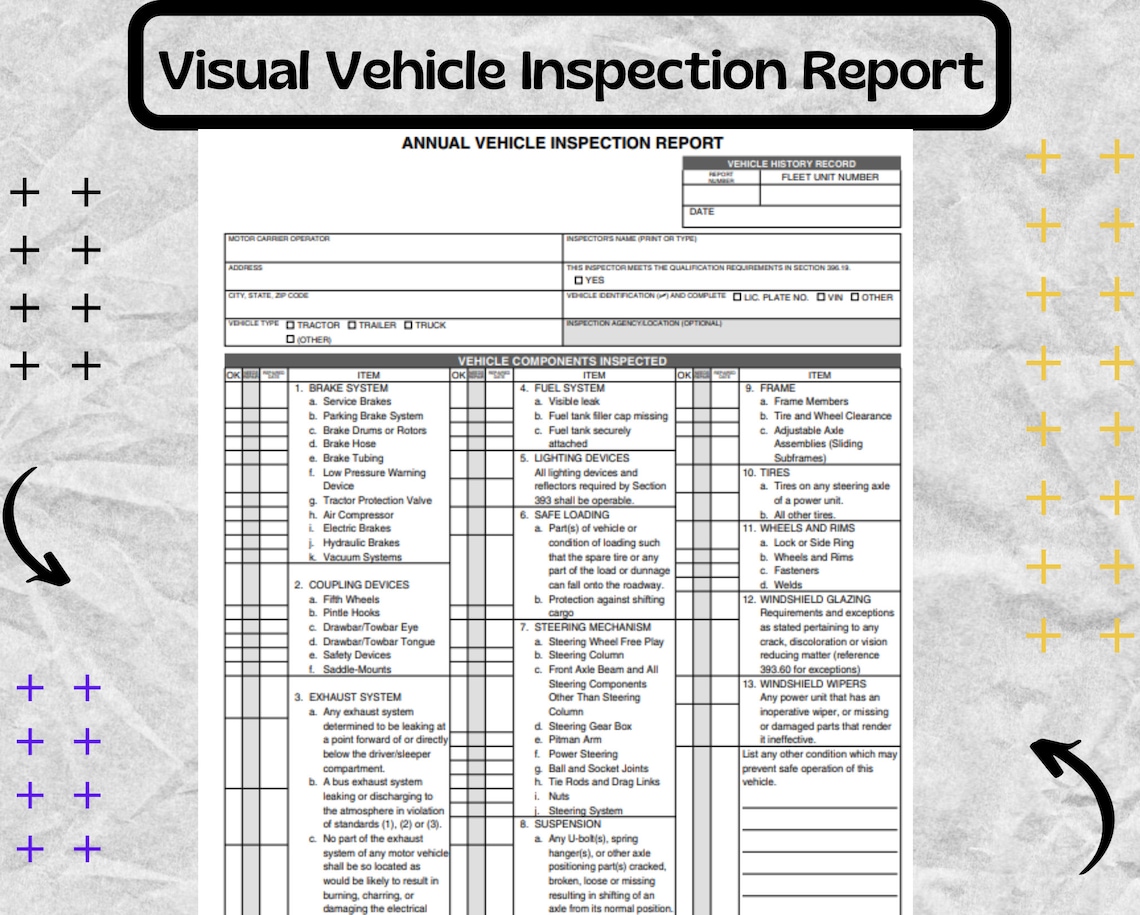 Visual Vehicle Inspection Report - Vehicle Inspection Worksheet ...