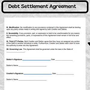 Debt Settlement Agreement - Debt Settlement Agreement Form - Debt ...