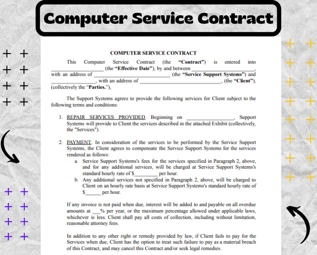 Computer Service Contract Template - Computer Service Contract Forms ...
