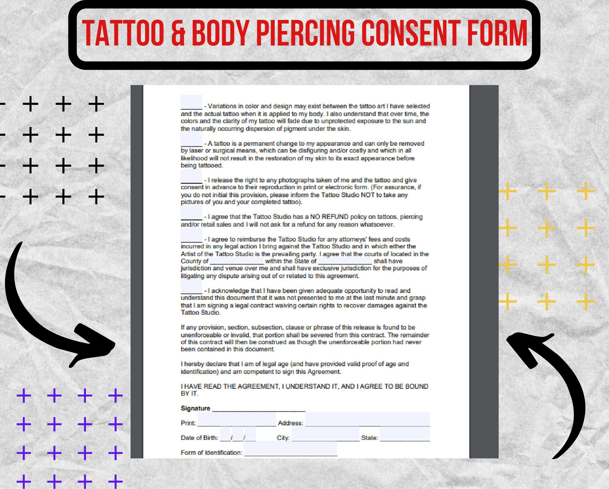 Tattoo & Body Piercing Consent Form / Tattoo and Body Piercing Consent ...