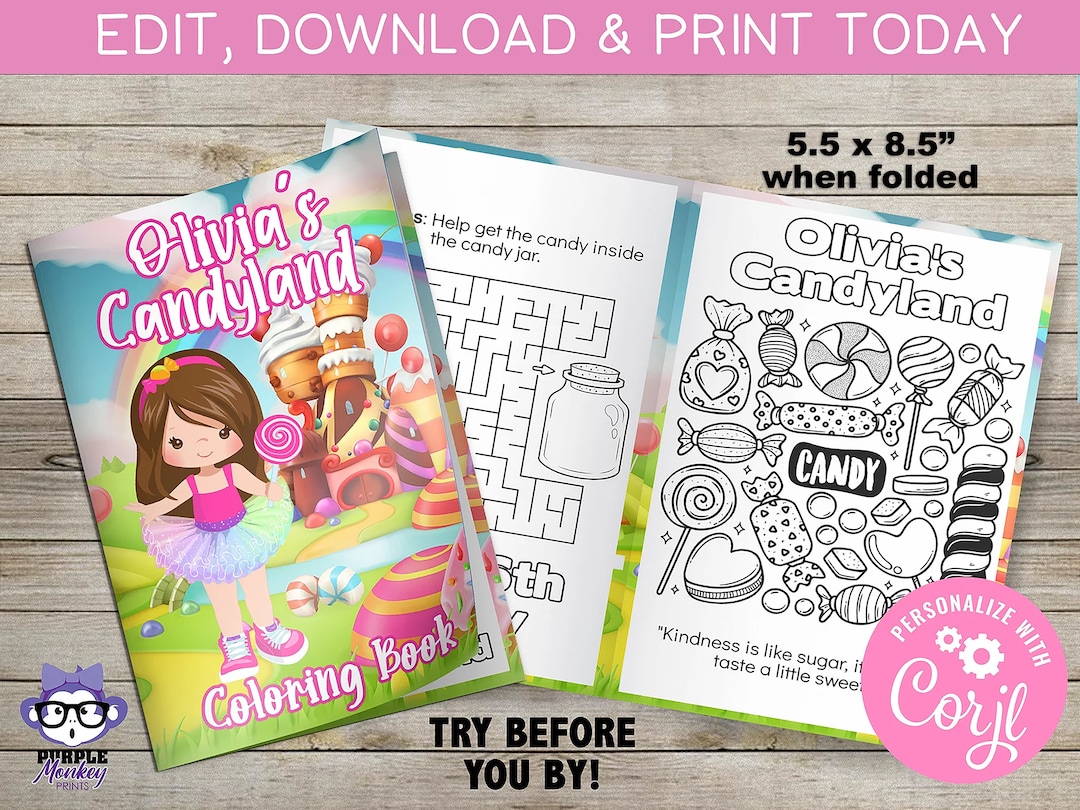 Candyland Digital Birthday Coloring Book | Candy Land | Party Favor ...