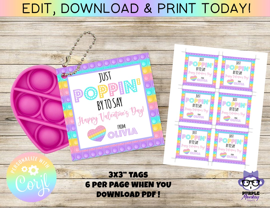 Valentine Just Poppin' by to Say Happy Valentine's Day Pastel| Pop It ...