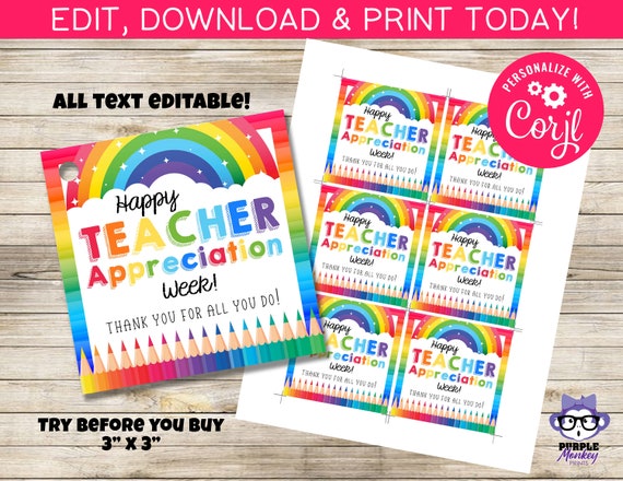 Teacher Appreciation Week Label Staff Appreciation Week - Etsy