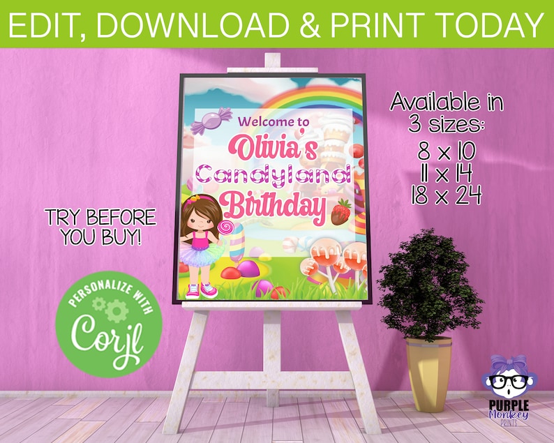 Candy Land Welcome Sign Candyland Candy Birthday Instant - Etsy
