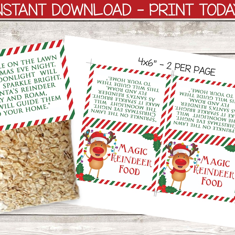 Reindeer Food Label - Etsy