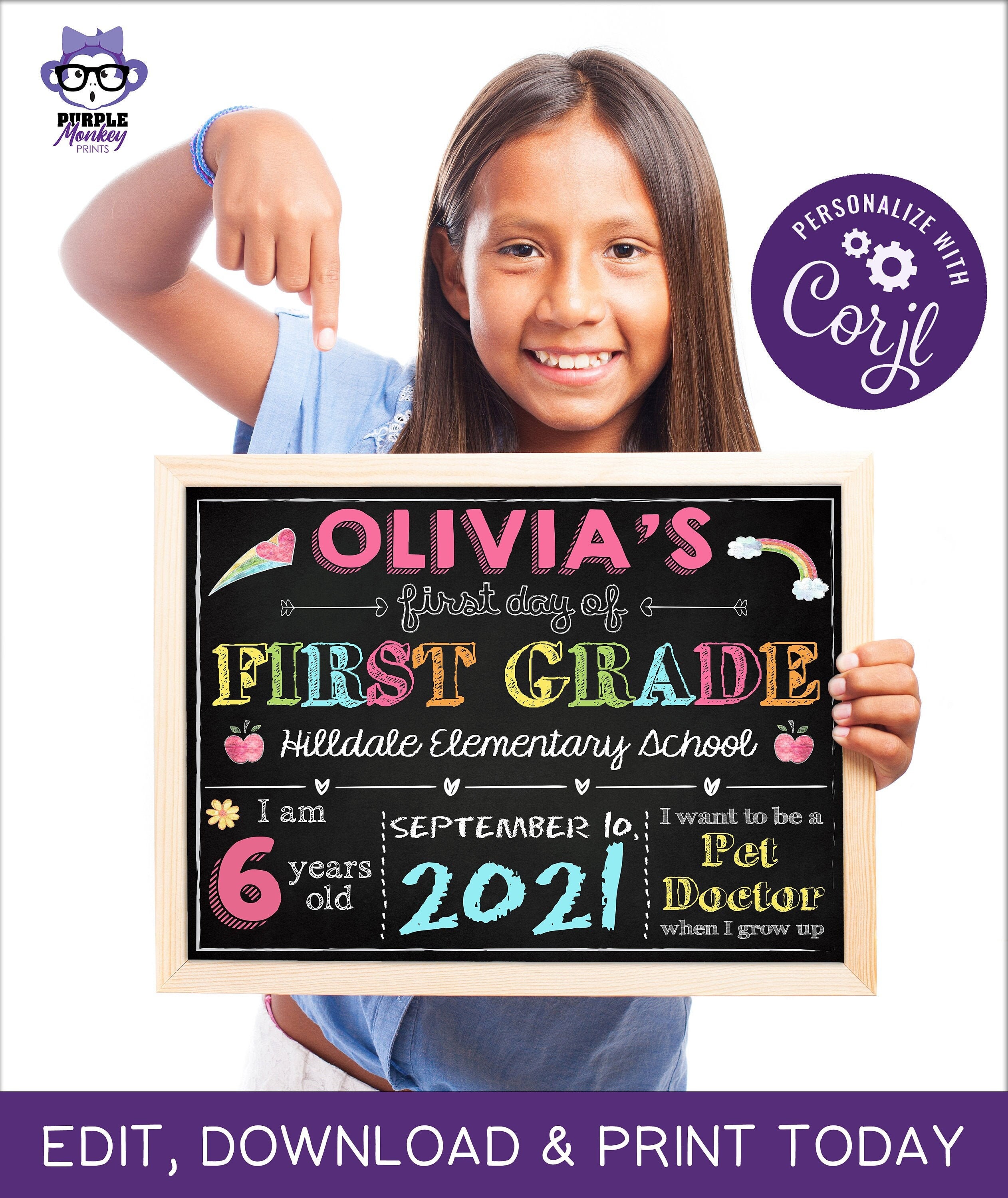 Editable Back to School First Day of School Sign Instant - Etsy Canada