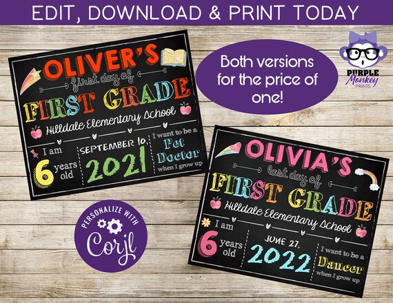 Editable First Day and Last Day of School Sign First Day of | Etsy