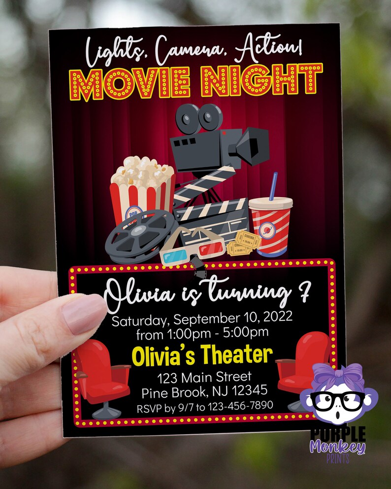 Movie Night| | Digital Invitation | Instant Download | Editable | You ...