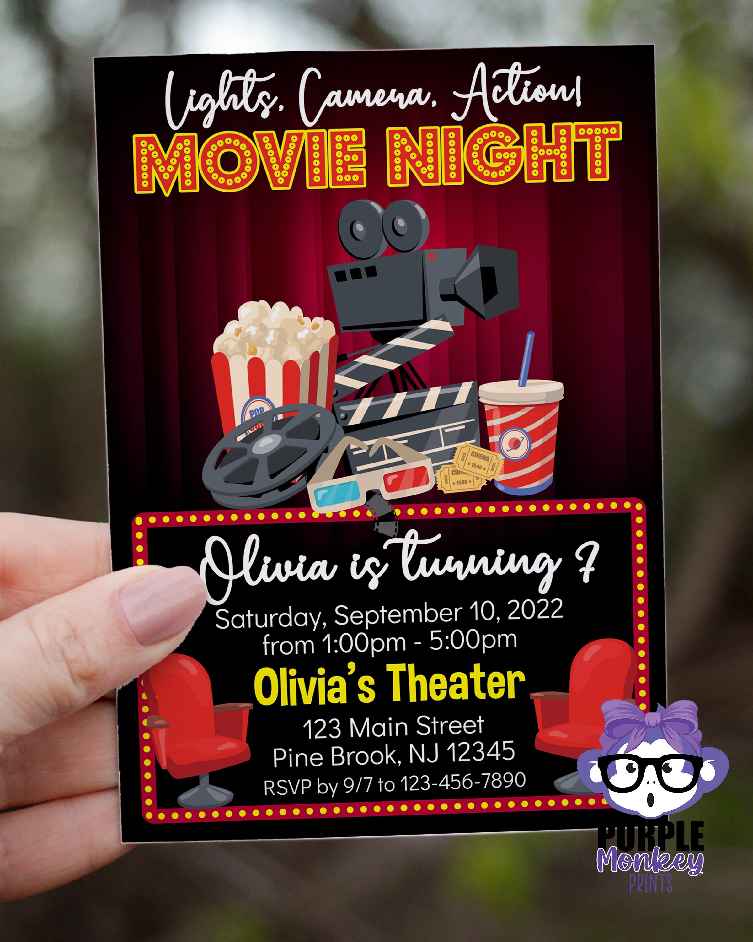 Movie Night Digital Invitation Instant Download - Etsy