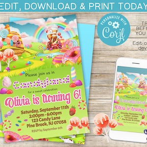Candyland Digital Birthday Invitation | Candy Land | Instant Download ...