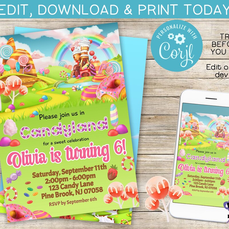 Candyland Invitation - Etsy