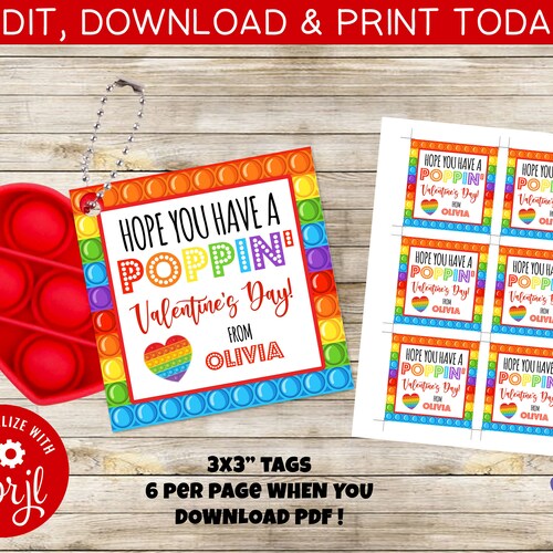 Hope You Have a Poppin' Valentines Day Tag Printable Pop - Etsy