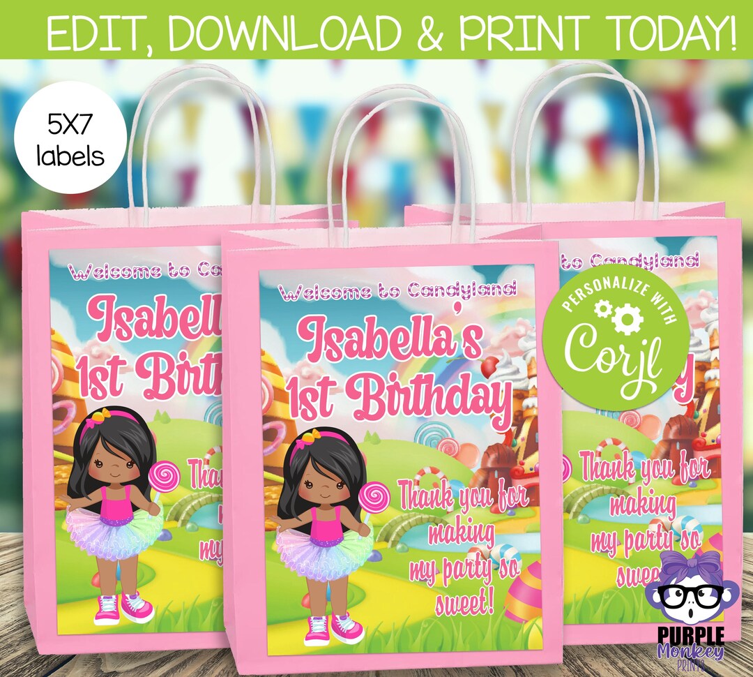 Editable Candy Land Bag Sticker | Candy Land Birthday Party| Candy Land ...