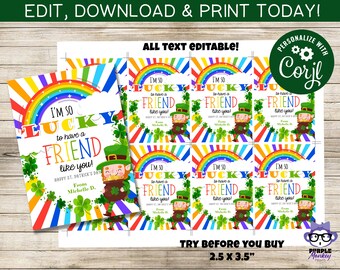Lucky to Have a Friend Like You St. Patrick's Day Gift Tag - Etsy