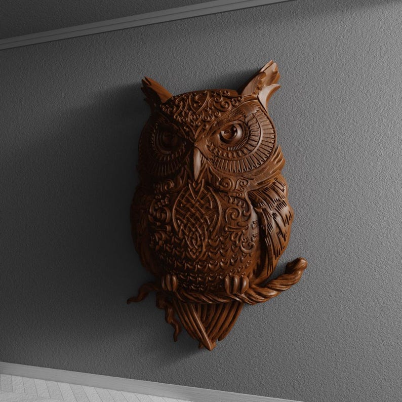 3D Wise Owl STL Relief File: CNC Design Router Cut File - Etsy