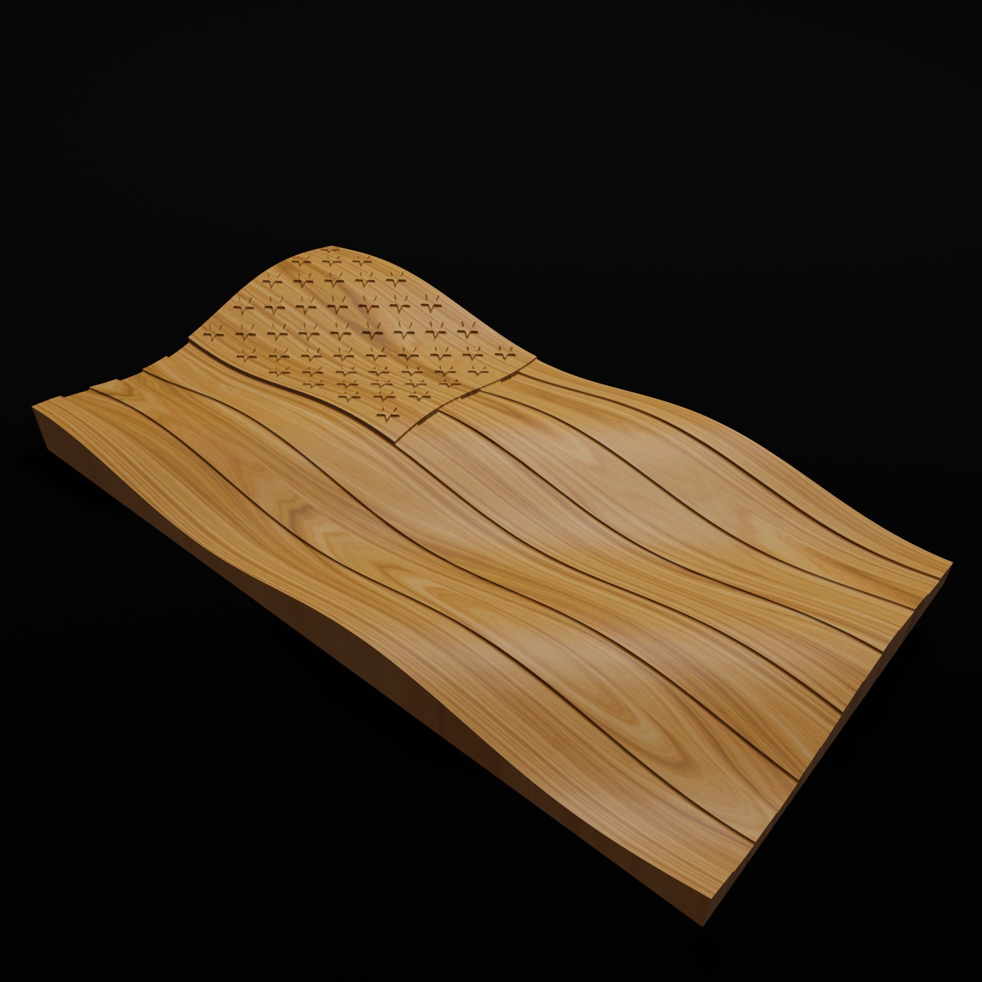 Wavy American Flag 3D Model: CNC Router STL, CRV File (digital Download ...