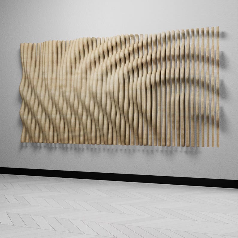 Parametric Wave Wall Art: 3D Wood Relief CNC Cut File (instant Download ...
