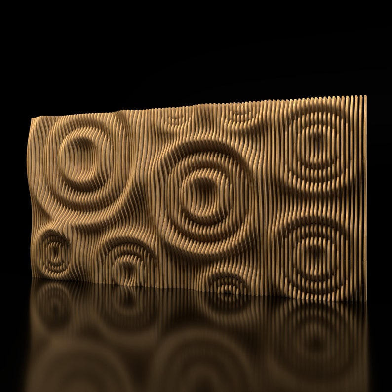Parametric Wall Art 96 Slat Water Drops Wave 3D Wood for Carving With ...