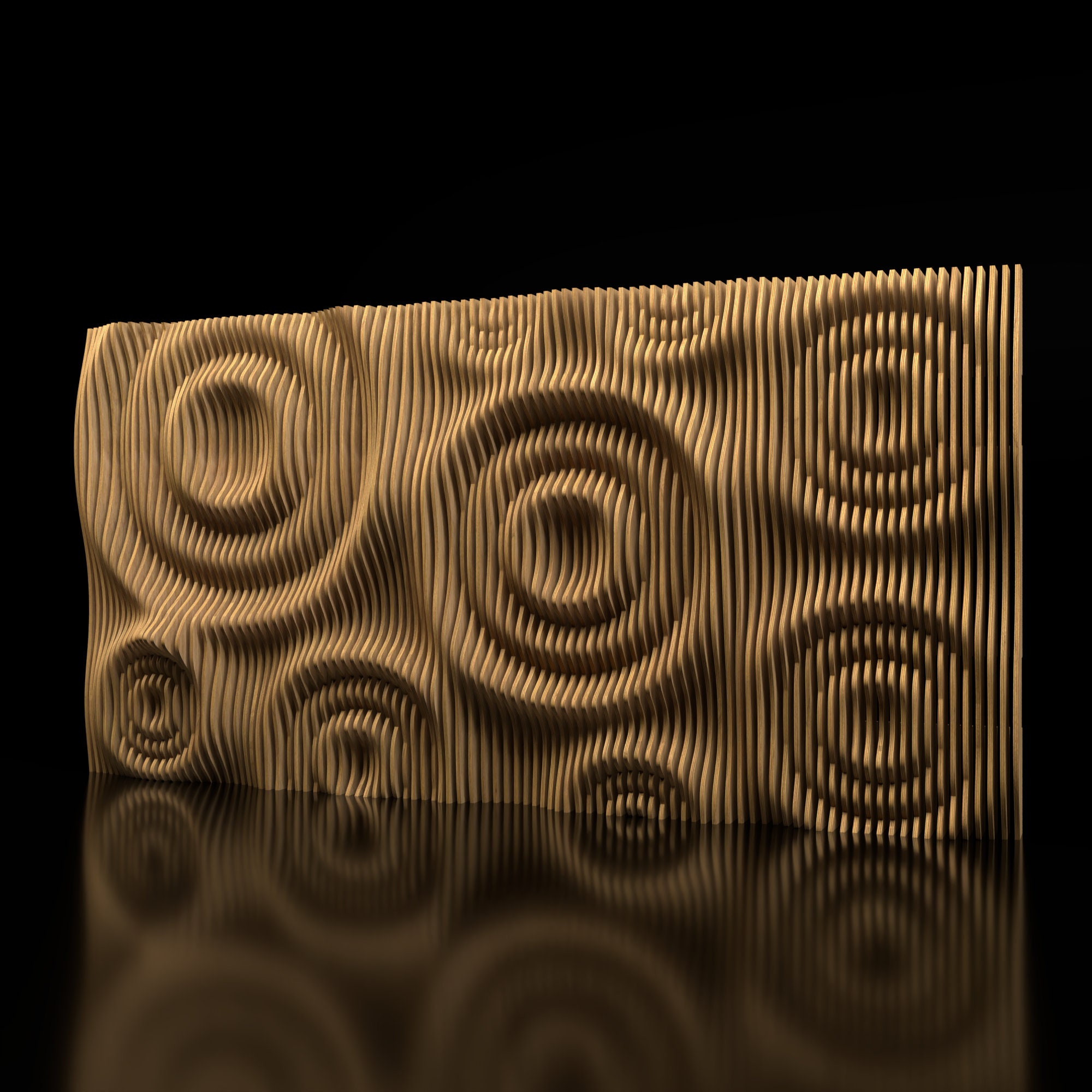 Parametric Wall Art 96 Slat Water Drops Wave 3D Wood for Carving With ...